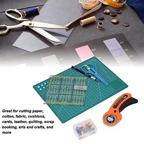 Fabric Cutter Set, Stainless Steel Fine Workmanship Replaceable Blade Practical Rotary Cutter Set with Storage Bag for Card for Cloth for Cut Paper