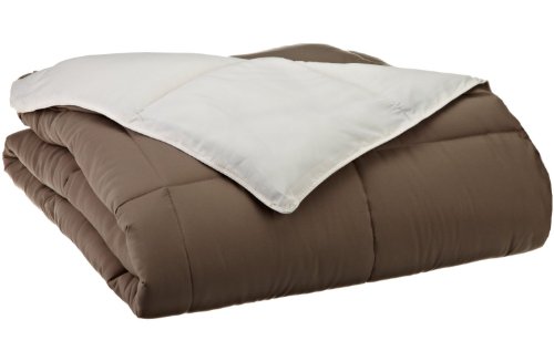SUPERIOR Reversible Down Alternative Comforter, Medium Weight Bedding for All Season Use, Fluffy, Warm, & Soft- Twin/Twin XL Size, Ivory & Taupe