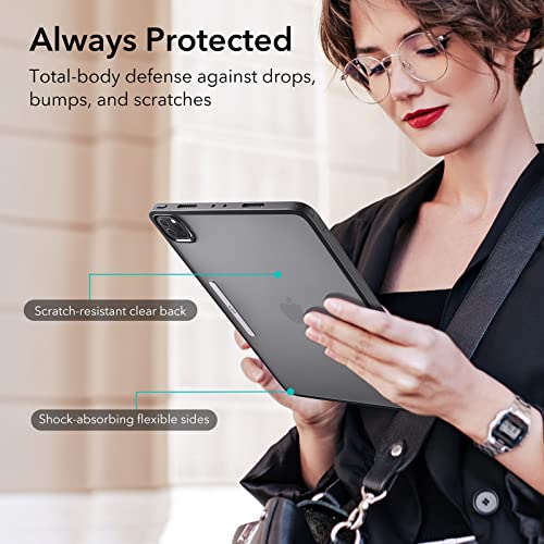 ESR for iPad Pro 11 Inch Case (2022/2021), Detachable Magnetic Cover, Smart Trifold Stand with Hard Shell Back, Pencil 2 Wireless Charging, Slim and Light, Ascend Series, Frosted Black