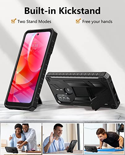 for Motorola Moto G-Power 2022 Case: Moto G Play 2023 Case Drop Proof Protection Durable Protective Heavy Duty Shockproof TPU Matte Textured Mobile Phone Cover Moto G Power 2022 Case with Kickstand