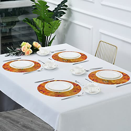 Welcome Fall Round Placemats Set of 4 Table Placemats Autumn Buffalo Check Pumpkins Sunflowers Place Mats Fall Leaves Tablemats 15 inch for Kitchen Dining Table Dinner Kids Holiday Party