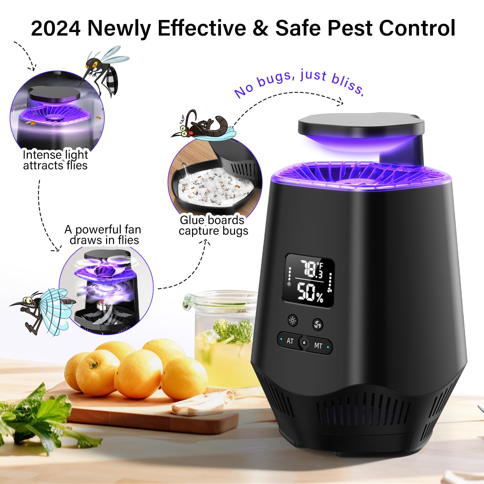 Fruit Fly Traps for Indoors,Fooxem Smart Fruit Fly Trap for Home, 123456789