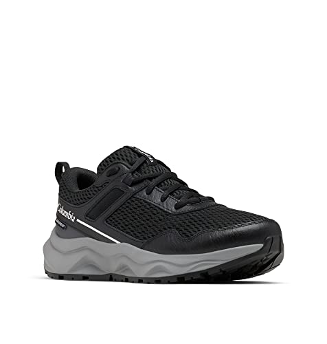 Columbia Women's Plateau Waterproof Hiking Shoe, Black/White, 5.5 Wide