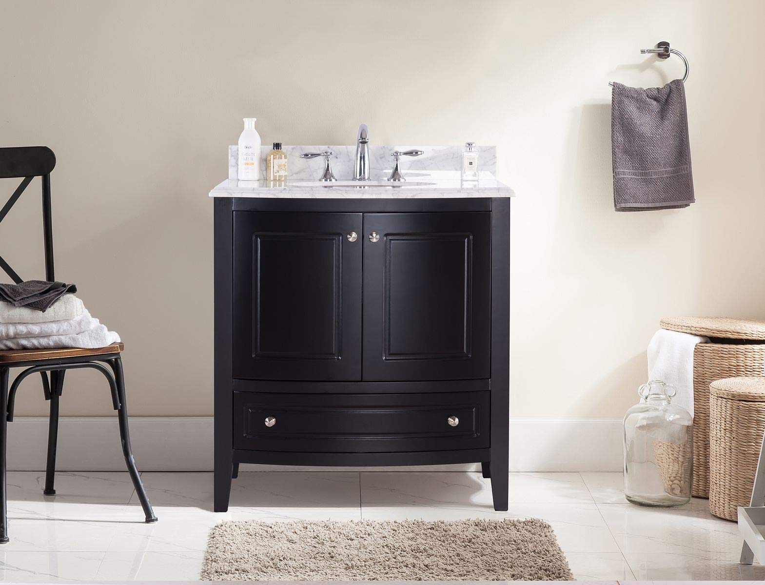 Laviva Estella 32 - Espresso Cabinet White Carrara Marble Countertop