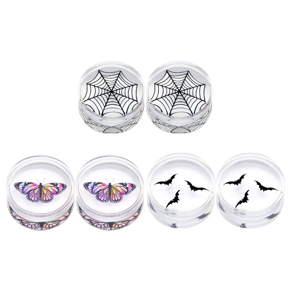 COOEAR 1 Set Ear Gauges Double Flared Plugs Acrylic Tunnels Saddle Expanders Insect Earrings Stretchers 0g to 30mm.