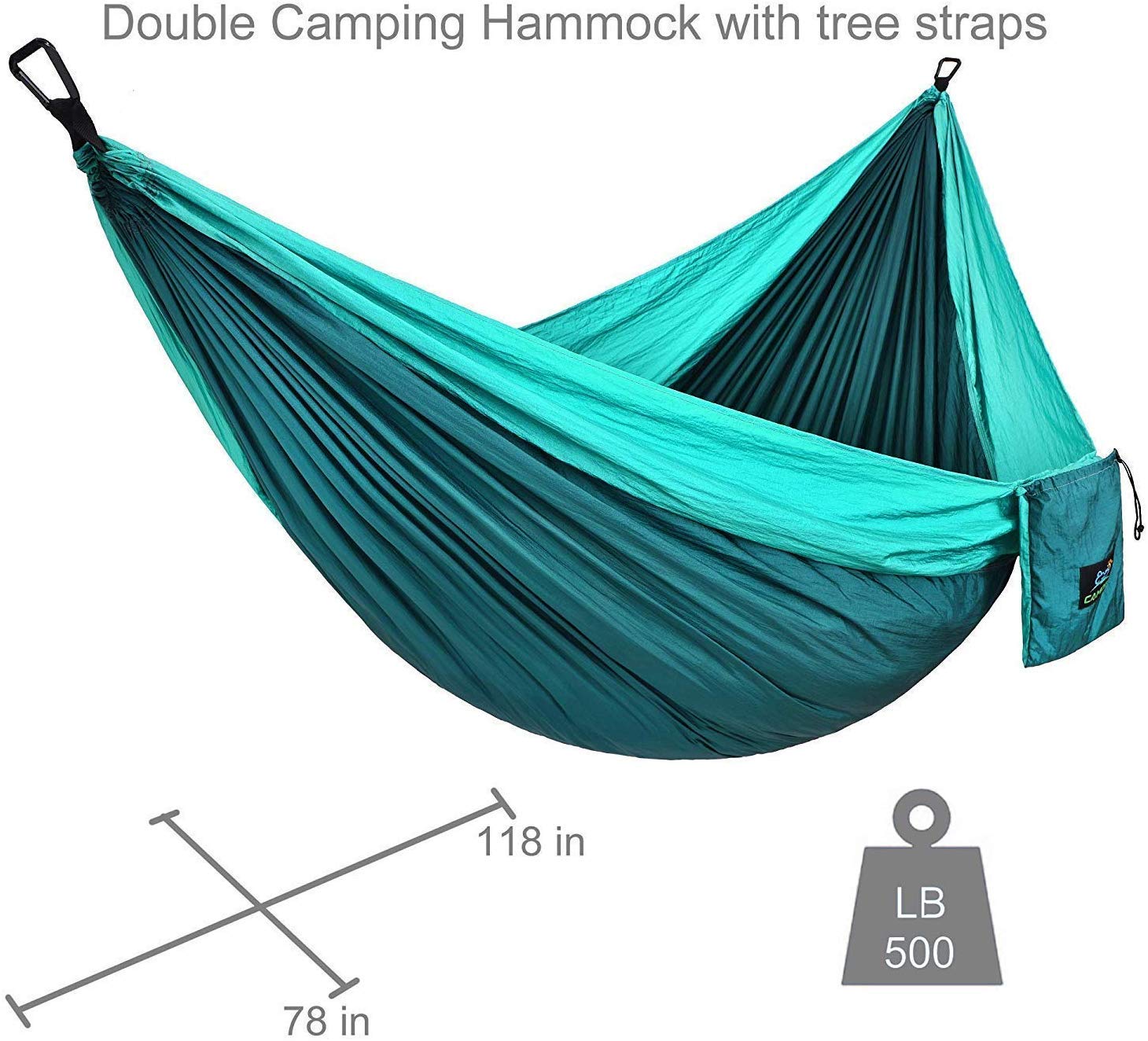 CAMDEA Double Camping Hammock with Tree Straps, Camp Lightweight Portable Hammock 2 Person, Hammock Tent Swing for Sleeping, Backpacking, Travel, Outdoor, Beach, Hiking, Sport