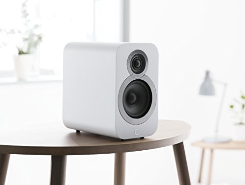 Q Acoustics 3020i Bookshelf Speakers Pair Arctic White - 2-way Reflex Enclosure Type, 5" Bass Driver, 0.9" Tweeter - Stereo Speakers/Passive Speakers for Home Theater Sound System