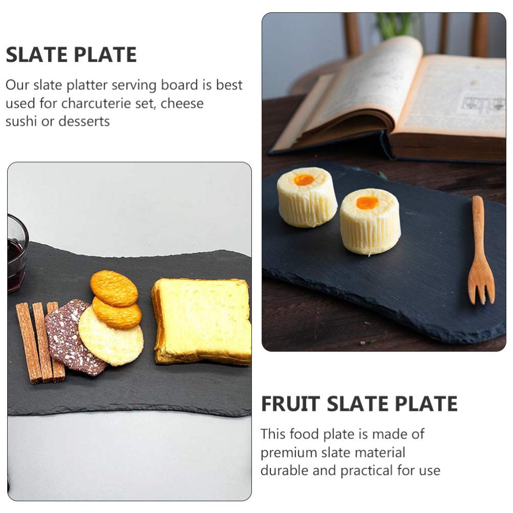DOITOOL 1pc Slate Dinner Plate Fruit Dessert Storage Plate Slate Boards for Food Slate Dish Sushi Boat Snack Plates Vinegar Dish Fettuccine Noodles Natural Slate Plate Decorate Flat Plate