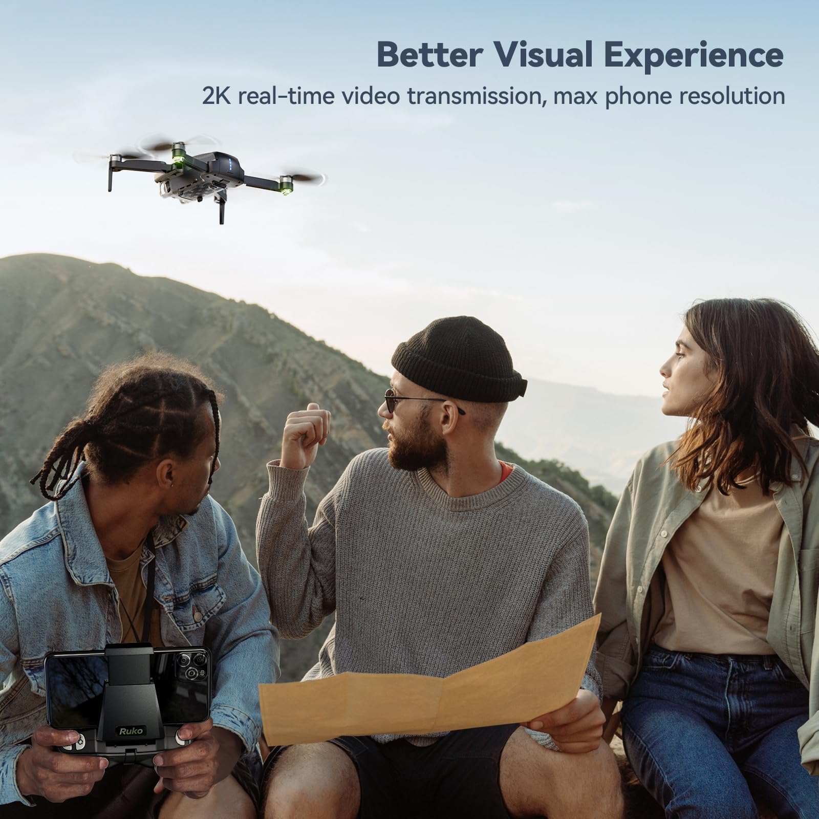 Ruko F11GIM Drones with 2-Axis Gimbal EIS 4K Camera for Adults, 2 Batteries 56 Min Flight Time, Level 6 Wind Resistance, FPV Brushless Motor, GPS Auto Return Home Compliance with FAA Remote ID