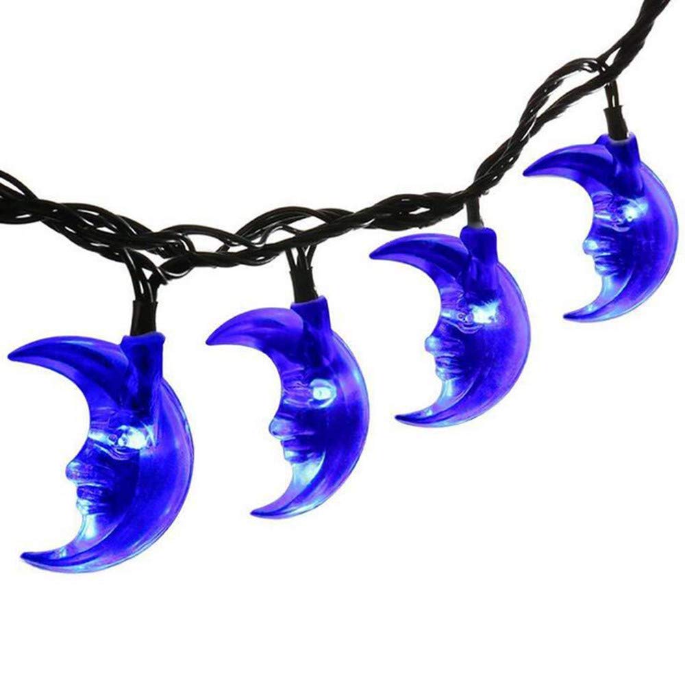 UCTEK Solar String Lights, 20ft 30LED Moon LED String Lights, Ramadan Moon Lights Waterproof Fairy Garden Decorative Outdoor Lighting for Patio, Home, Party, Yard, Fence, Wedding and Holiday Blue