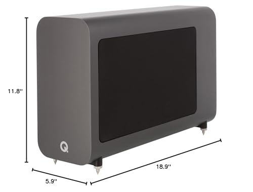 Q ACOUSTICS 3060S Active Subwoofer Graphite Gray - Enclosure Type: Infinite Baffle, 8" Driver, 150 Watt Class D Amplifier - Powered Home Audio Subwoofers for Home Theater Sound System