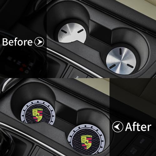 for Porsche 911 718 Taycan Macan Cayman Boxster GT3 Panamera Silicone Non-Slip Car Cup Holder Coasters for car Coasters with Car Interior Accessories 2Pcs