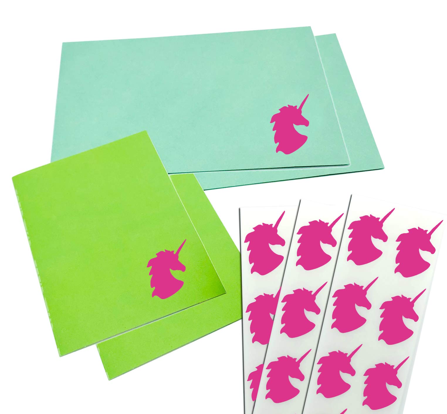Royal Green Magical Unicorn Birthday Party Stickers for Decoration, Scrapbooking, Arts, and Crafts 2 inch (50mm) in Pink - 40 Pack