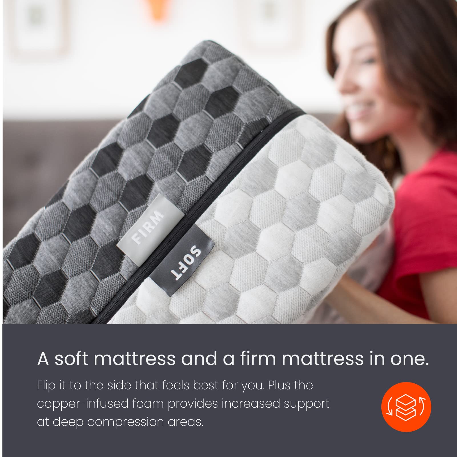 Layla 10” Copper Infused Memory Foam Mattress, Cooler and More Comfortable Sleeping, Flippable One Side Soft - Other Side Medium Firm, 2 Free Memory Foam Pillows (Cal King) 120 Night Trial Period.