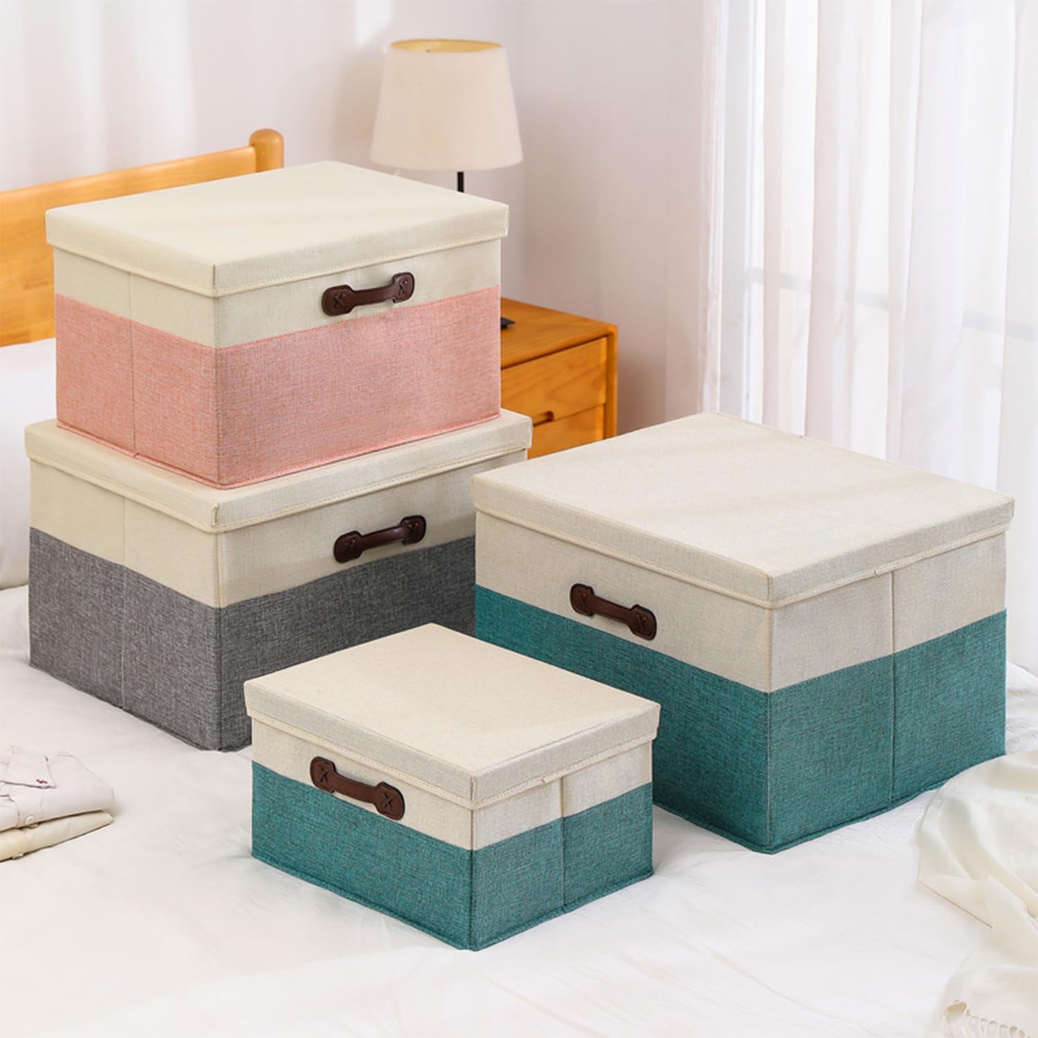 D.DUO Closet Organizers and Storage, Cube Storage Organizer for Organizing clothes, Books, and Others,Storage Bins With Lids (Pink, XL (45L 18 * 14.2 * 11))