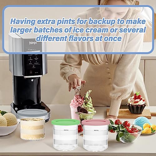 NANOBABY Pint Containers and Lids Replacement Compatible with Ninja CREAMi 7-in-1 Ice Cream Maker, 16oz Pint Cup Replacement for Ninja Creami NC301 Series,NC299AMZ NC300 CN305A CN301CO,4-Pack,BPA Free