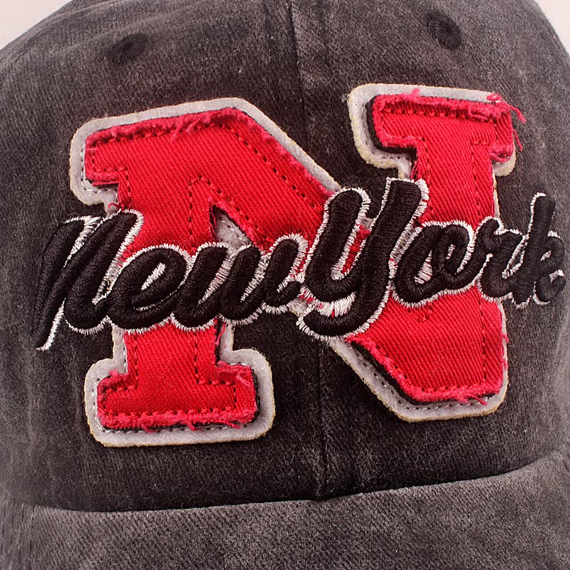 Denim New York Baseball Cap Vintage Dad Cotton Sun Hat Trucker Adjustable Unisex Hats for Men Women (Black)