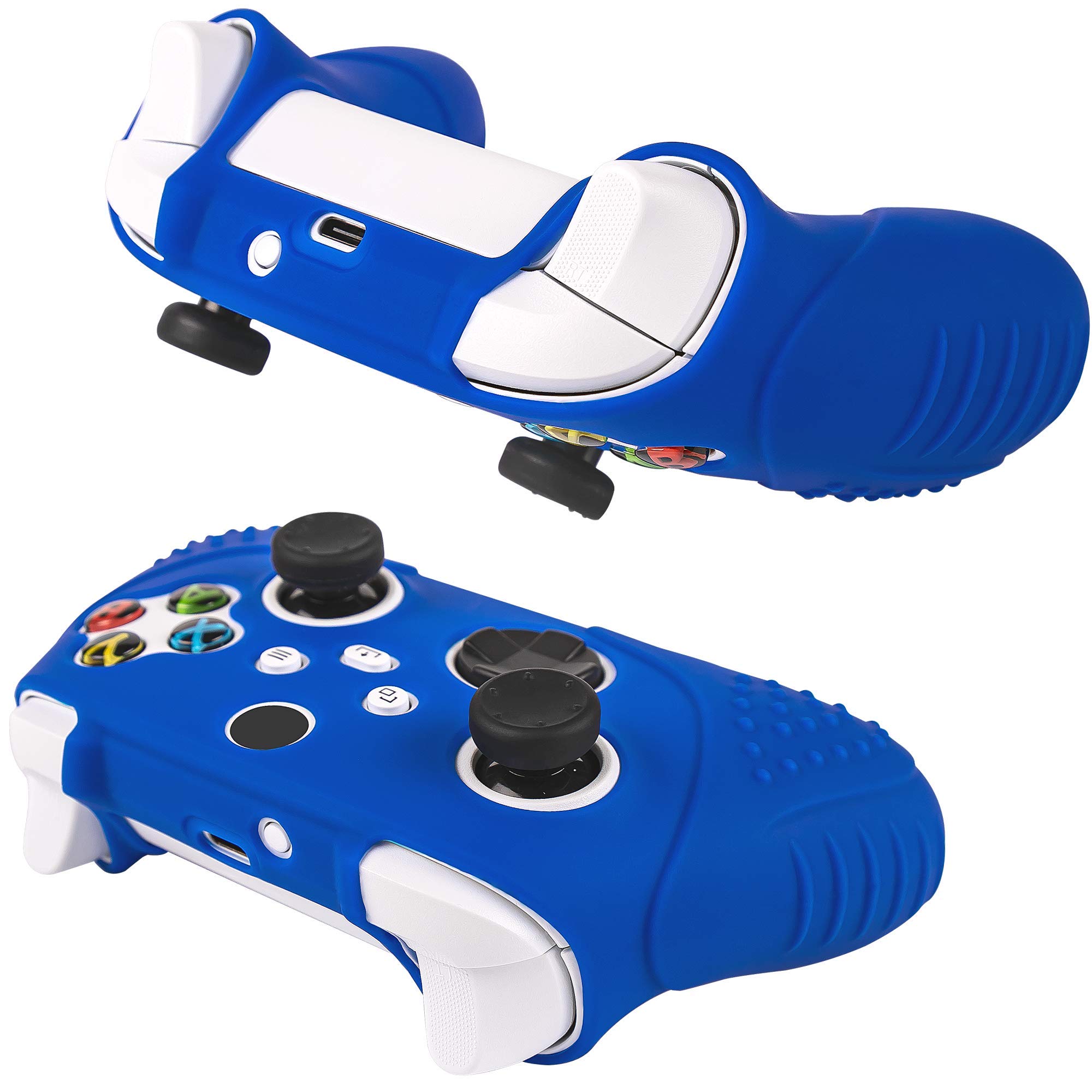 CHIN FAI Silicone Skin Grip Cover for Xbox Series X Controller, Anti-Slip Protective Case fits Xbox Series X/S Controller with 4 Thumb Grips (Blue)