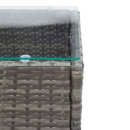 Higsose Coffee Table Gray 23.6"X15.7"X14.2" Poly Rattan,Dining Table,Living Room Tables,Pedestal Coffee Table,Tiny Coffee Table,Bar Table,Coffee Tables for Living Room