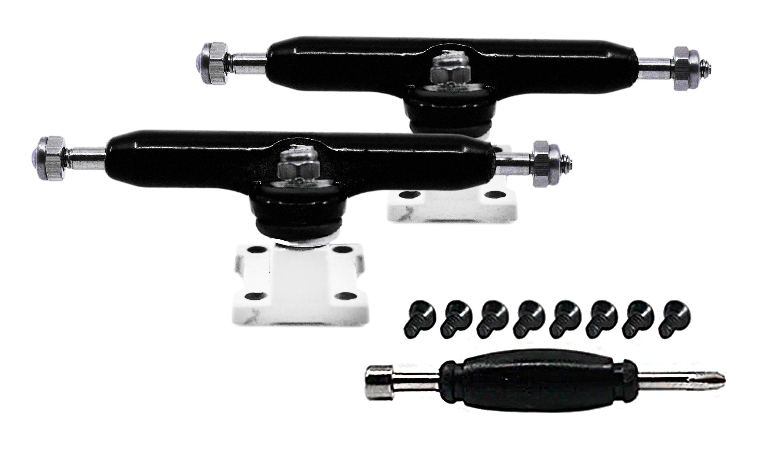 Teak Tuning Prodigy Fingerboard Trucks with Upgraded Lock Nuts, Penguin Colorway - 32mm Wide - Professional Shape, Appearance & Components - Includes Pro Duro 61A Bubble Bushings in Teak Teal