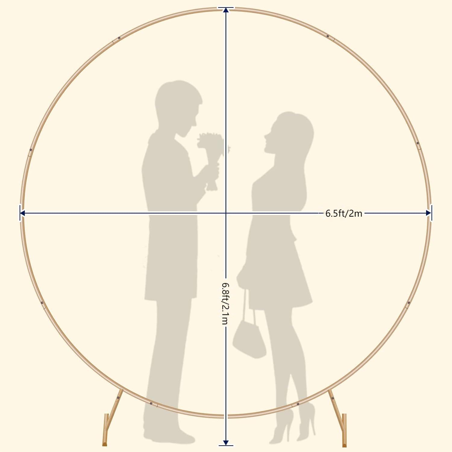 Fikowo Round Arch Backdrop Stand Kit - 7.2ft Large Golden Metal Circle Balloon Arch Frame with Base for Wedding Baby Shower Birthday Party Decoration