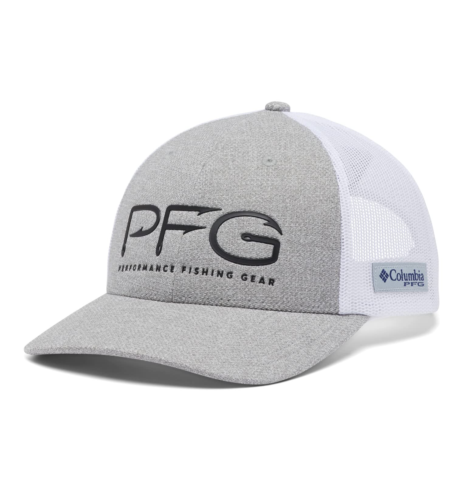 Columbia Unisex-Adult PFG Mesh Snap Back Hooks Ball Cap, Breathable, Adjustable, Cool Grey Heather/Black