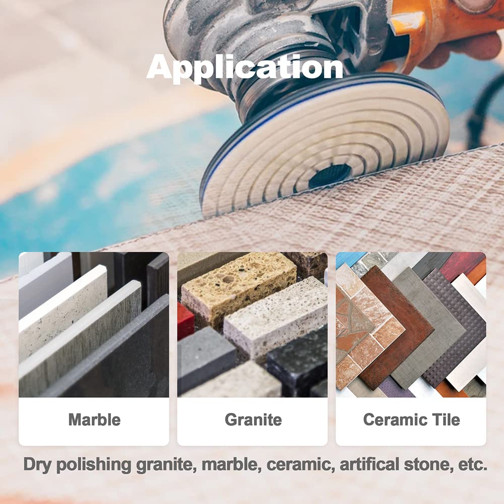 Dry Diamond Polishing Pads - 8pcs 4 inch (#50x3,#100x2,#200x1,#400x1,#800x1) Sanding Pads Kit for Granite Marble Ceramic Used on Angle Grinder or Polisher