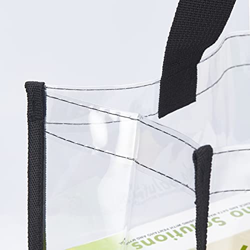 HAOGUAGUA 2-Pack Clear Tote Bag Stadium Approved 12x12x6, Transparent See Through Clear Tote Bag for Work, Sports Games, Concerts, Beach (Black)