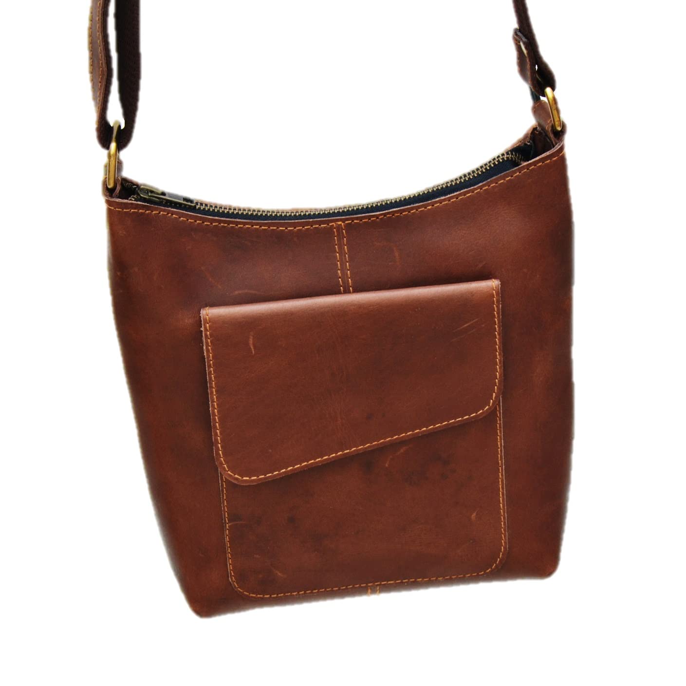 URBAN DEZIRE Genuine Leather Handmade Vintage Cross-body Sling Shoulder bag for Women (Brown, Medium)