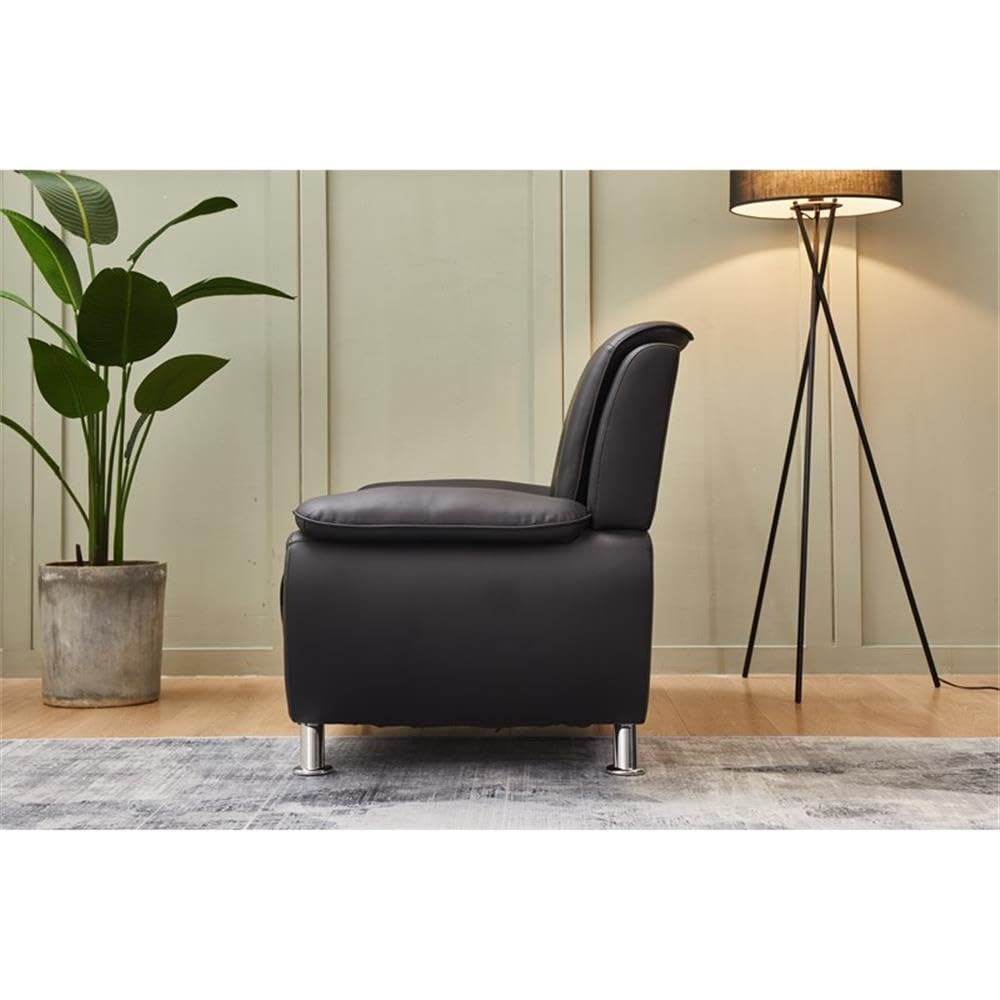 Kingway Furniture Zebra Faux Leather Loveseat with Pillow Armrests in Black