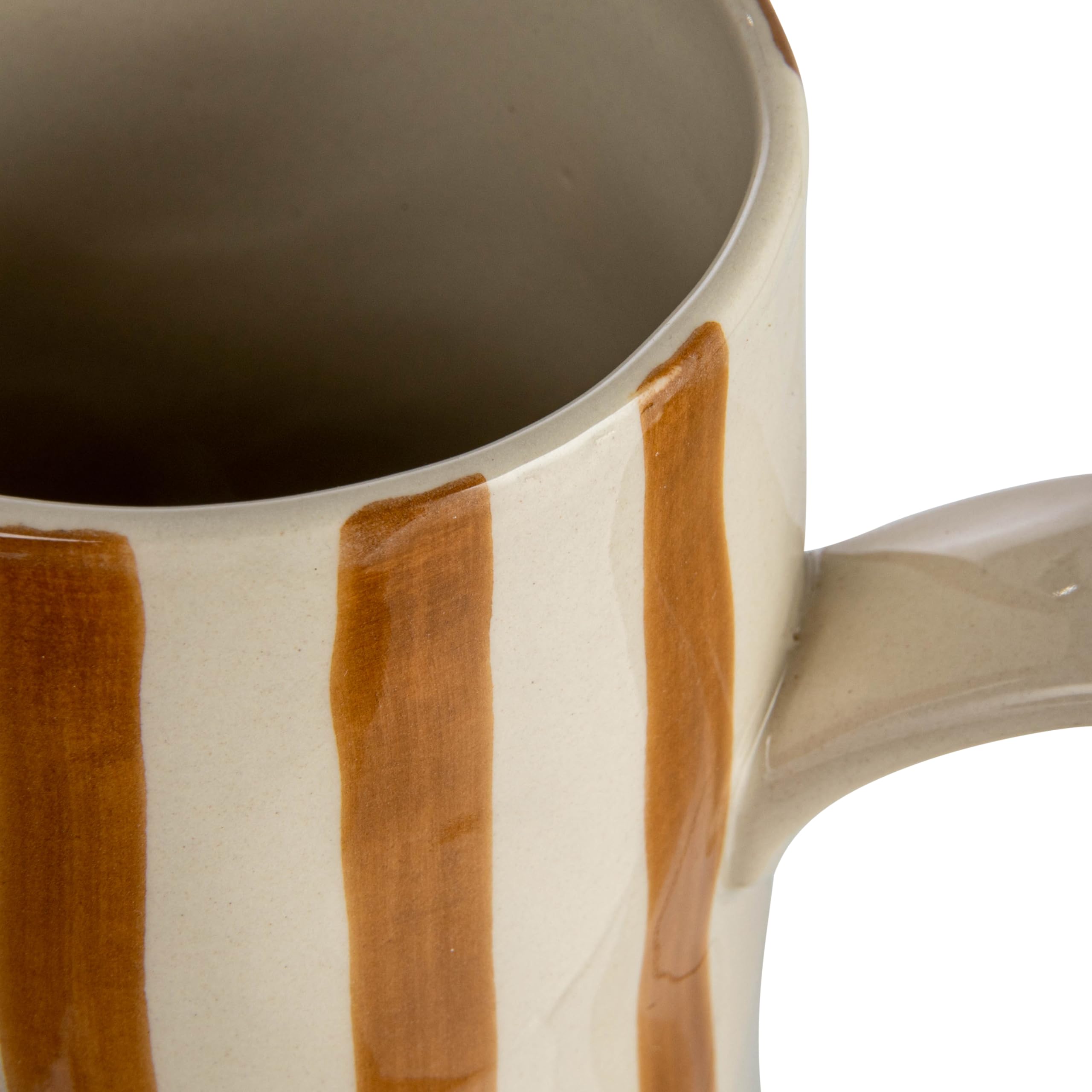 Creative Co-Op Hand-Painted Stoneware Stripes, Multicolor Pitcher, Multi