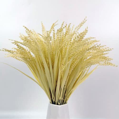 Corkwaw 35 Heads Artificial Rice Rice Ear Fake Plant Plastic Rice Paddy Wedding Decoration Set Dancing Props（True Color ）