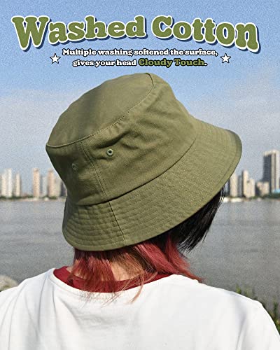 FURTALK Bucket Hats for Women Washed Cotton Packable Summer Beach Sun Hats Mens Womens Bucket Hat with Strings for Travel