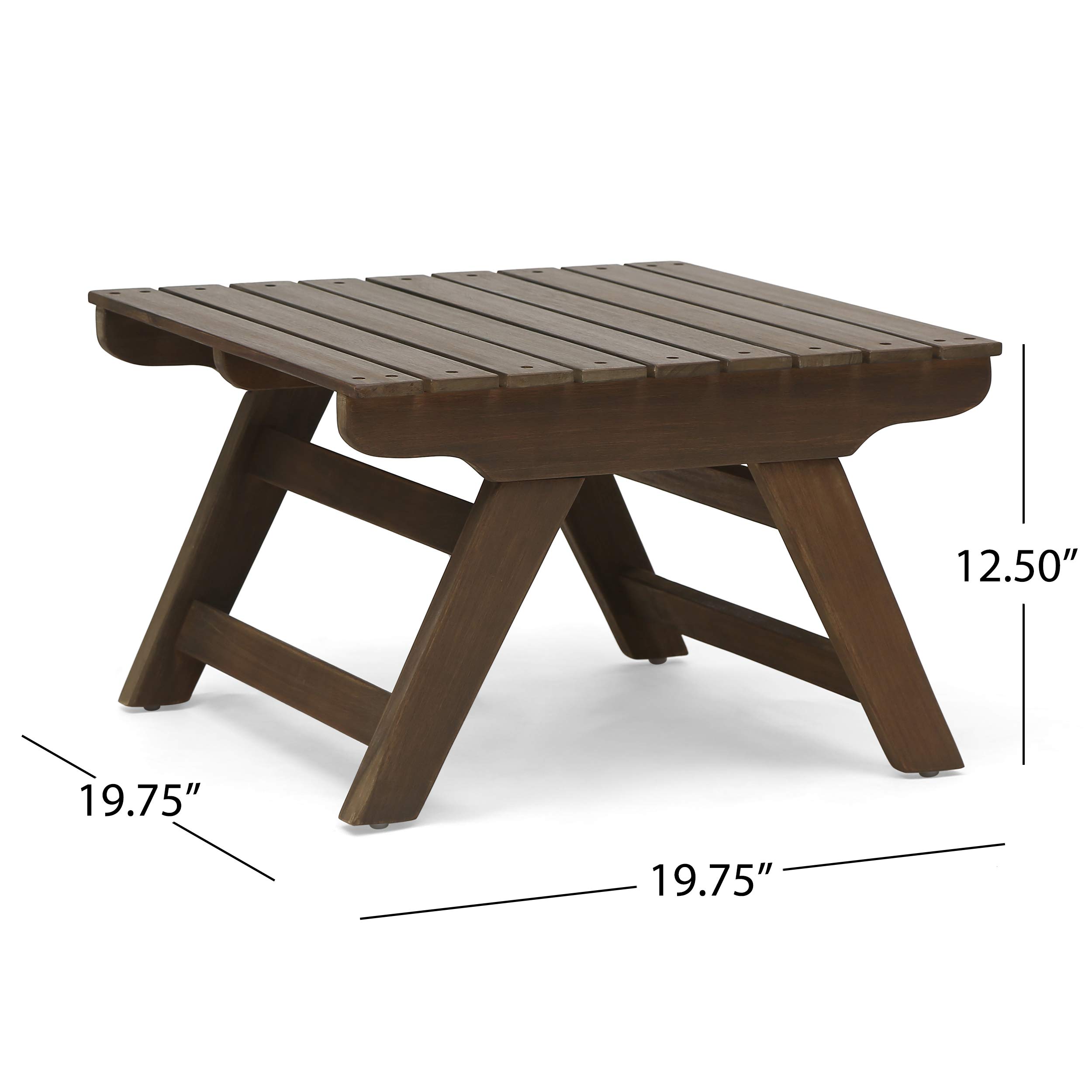 GDFStudio Outdoor Wooden Side Table, Gray Finish