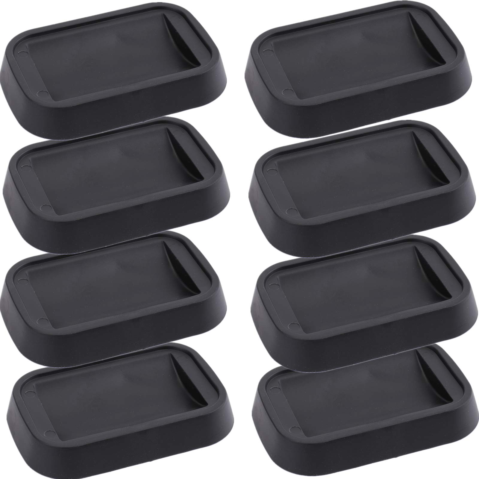 Yopay 8 Pack Bed Stopper Furniture Caster Cups, Rubber Furniture Wheel Stopper Fits to Most Wheels of Sofas, Beds, Chairs, Carpet or Durable Hard Floors, Black, Rectangular, 3'' X 2''