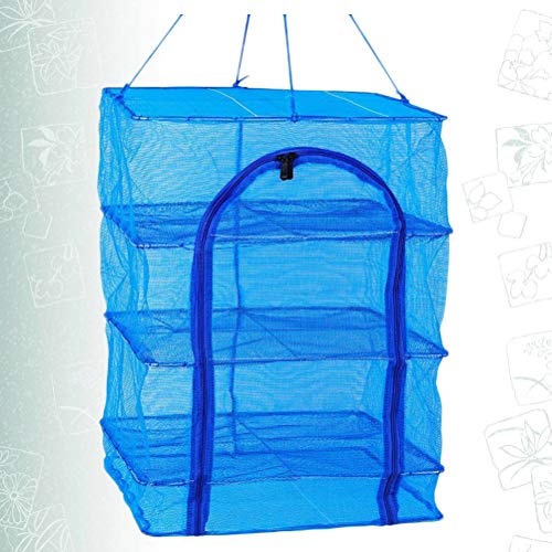 House Plants Outdoor Food Screen Foldable Drying Net Hanging Mesh Dryer Square Hanging Mesh Dryer for Shrimp Fish Fruit Vegetables (Four-Layer 66X40X40cm with Buckle) Drying Rack Clothing