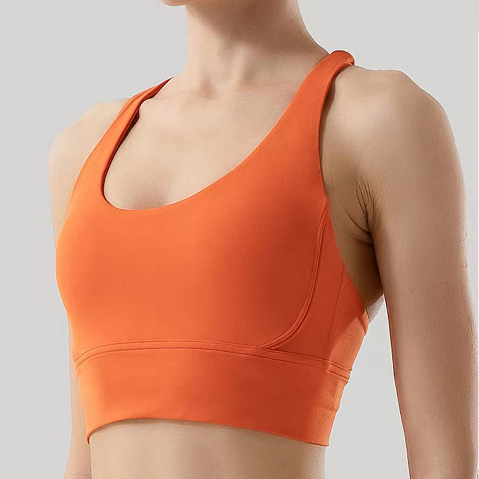 Comfort Bra for Women Padded Medium Support Workout Crop Tops for Running Yoga Gym Tank Golden