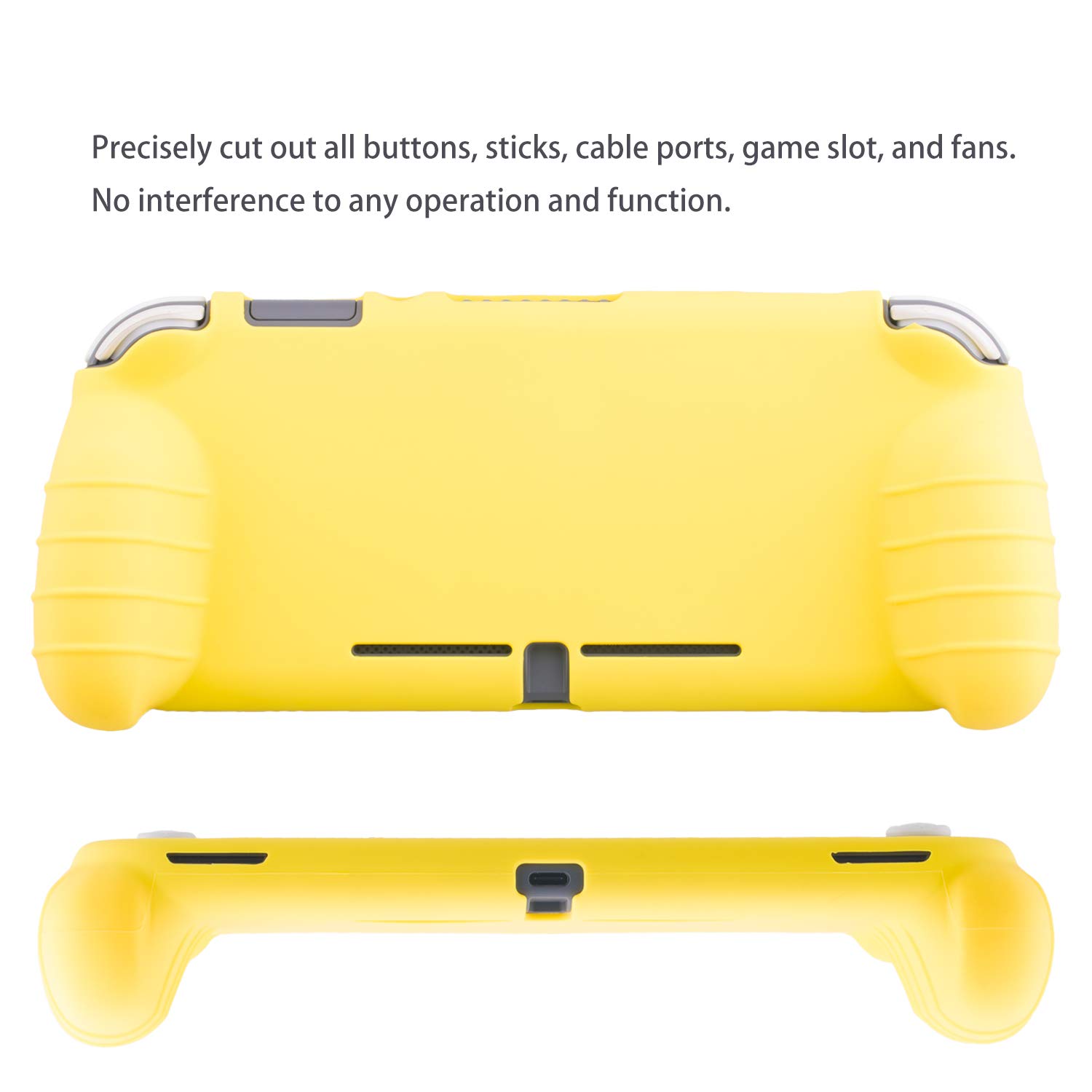 YoRHa Handle Grip Soft Silicone Rubber Protective Cover Case (Mango Yellow) x 1 and Thumbsticks x 4 for Nintendo Switch Lite - 9.2019 Slim Model