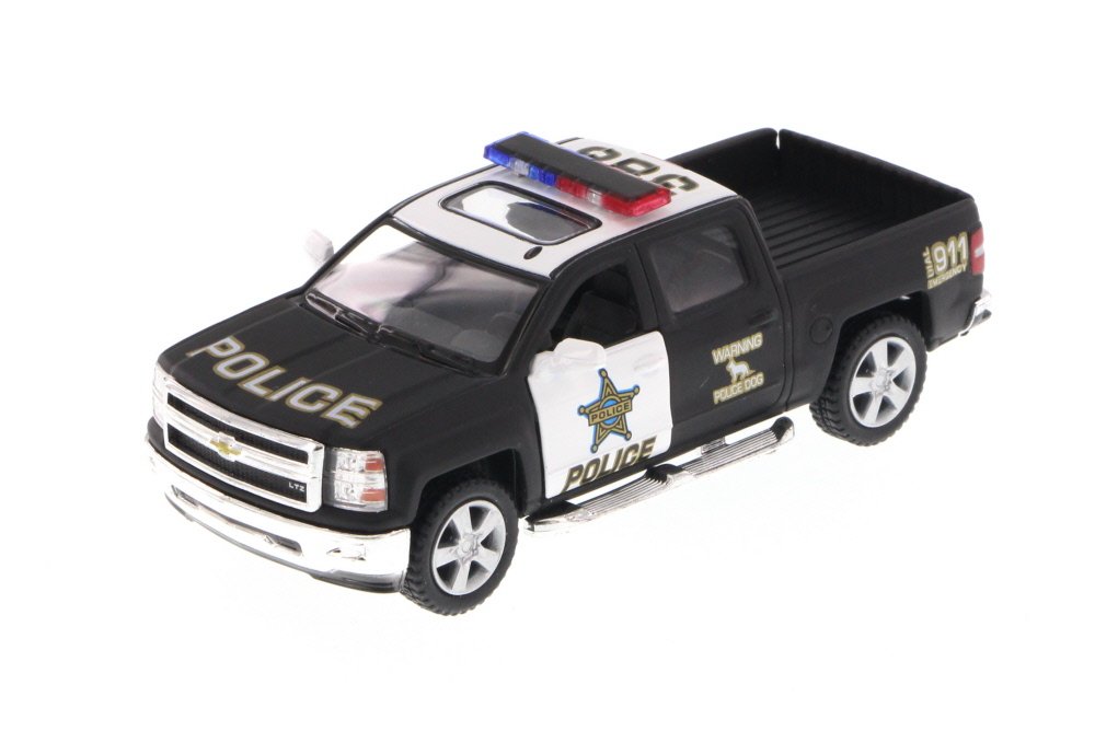 KiNSMART 2014 Chevrolet Silverado LTZ Crew Cab 4x4 1:46 Scale 5 Inch Diecast Metal Model Pick-up Interceptor Truck Police K9 Unit