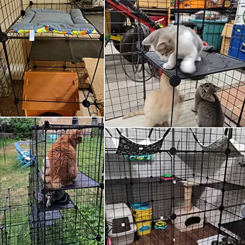 IKARE Cat Cage DIY Indoor Pet Home Small Animal House Detachable Playpen with 3 Doors 3 Tiers for Kitten Puppy Bunny Exercise. (Black,27.6 x 27.6 x 41.3Inch)