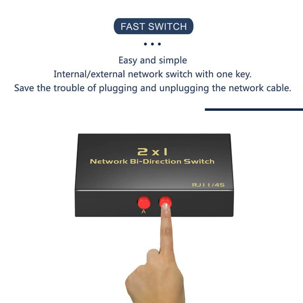 Ethernet RJ45 Network Switch Selector, 2Port RJ45 Gigabit Splitter Selector Switch Hub 2-in 1-Out or 1-in 2-Out 10/1000M Metal Housing