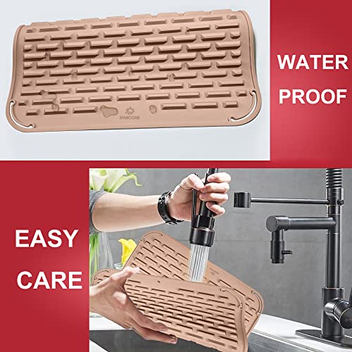STARCONE Silicone Dish Drying Mat- Large Pastel Soft Brown/Tan 18"x16" 8mm High Ridges Mat Food Grade Safe Eco-Friendly Heat Resistant Non-Slip Fastest Drying Mat for Bathroom Kitchen Countertop