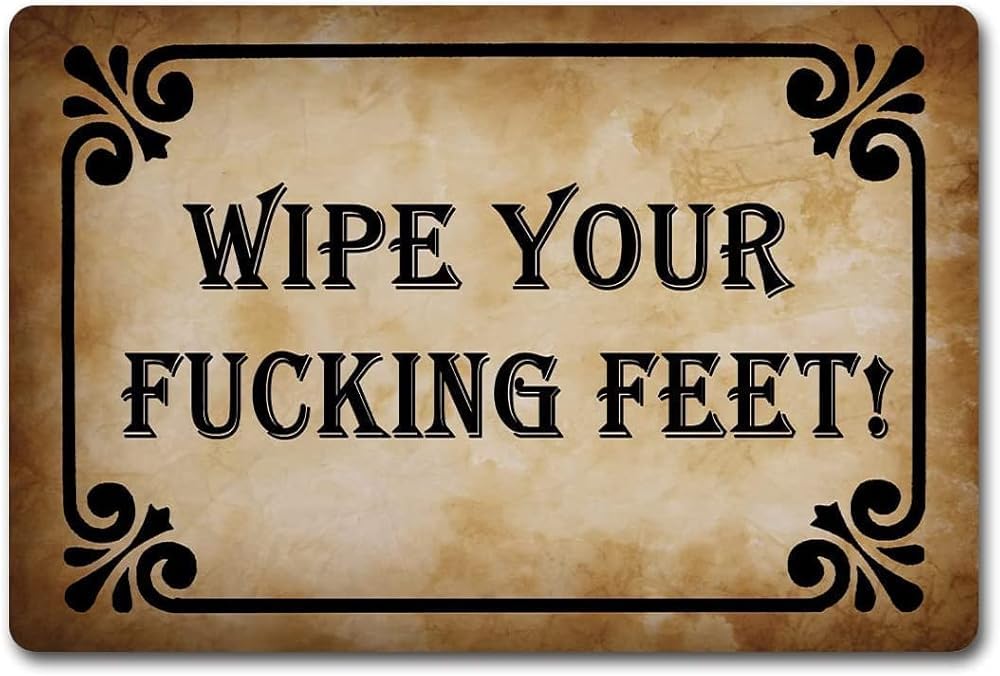 Funny Mat Coloring Entry Rugs for Inside House Wipe Your Fucking Feet Bare Feet Sign Welcome Front Door Sign Monogram Kitchen Rugs and Mats Non-Slip Mat Cute Bath Rugs for Bathroom Indoor 16x24 inch