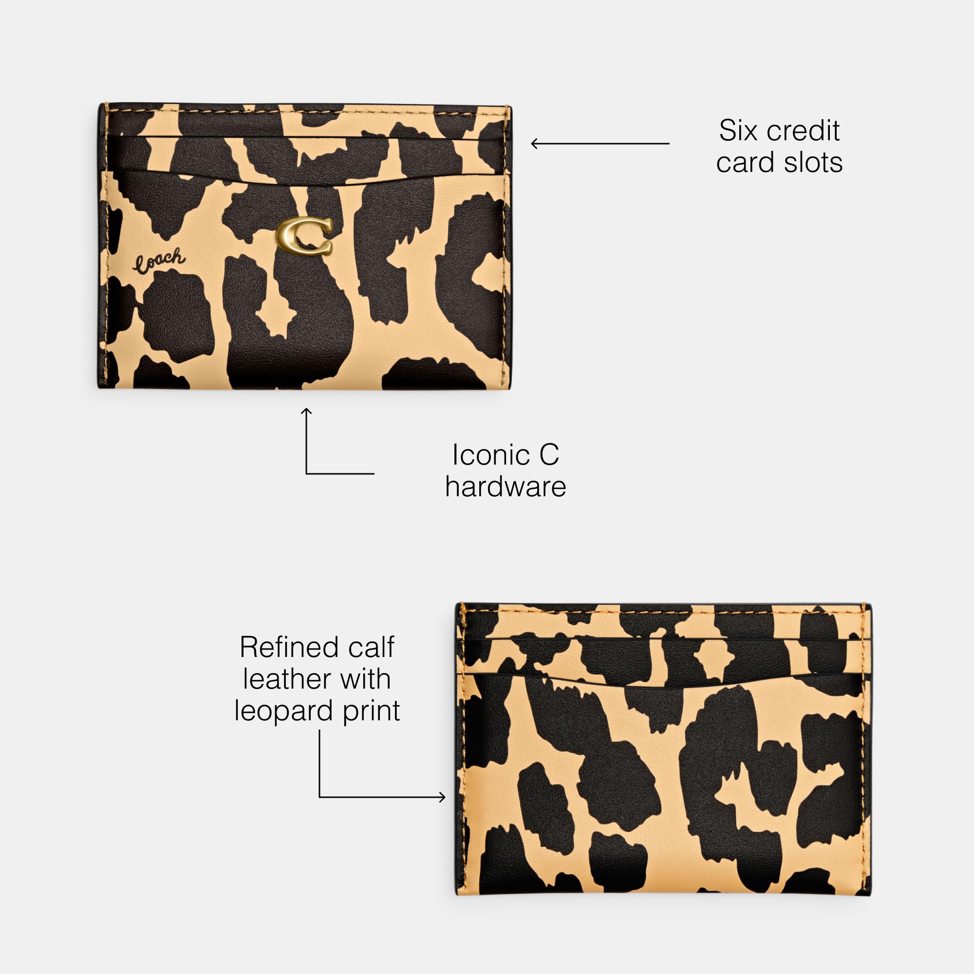 Coach Essential Leopard Printed Leather Card Case, Leopard