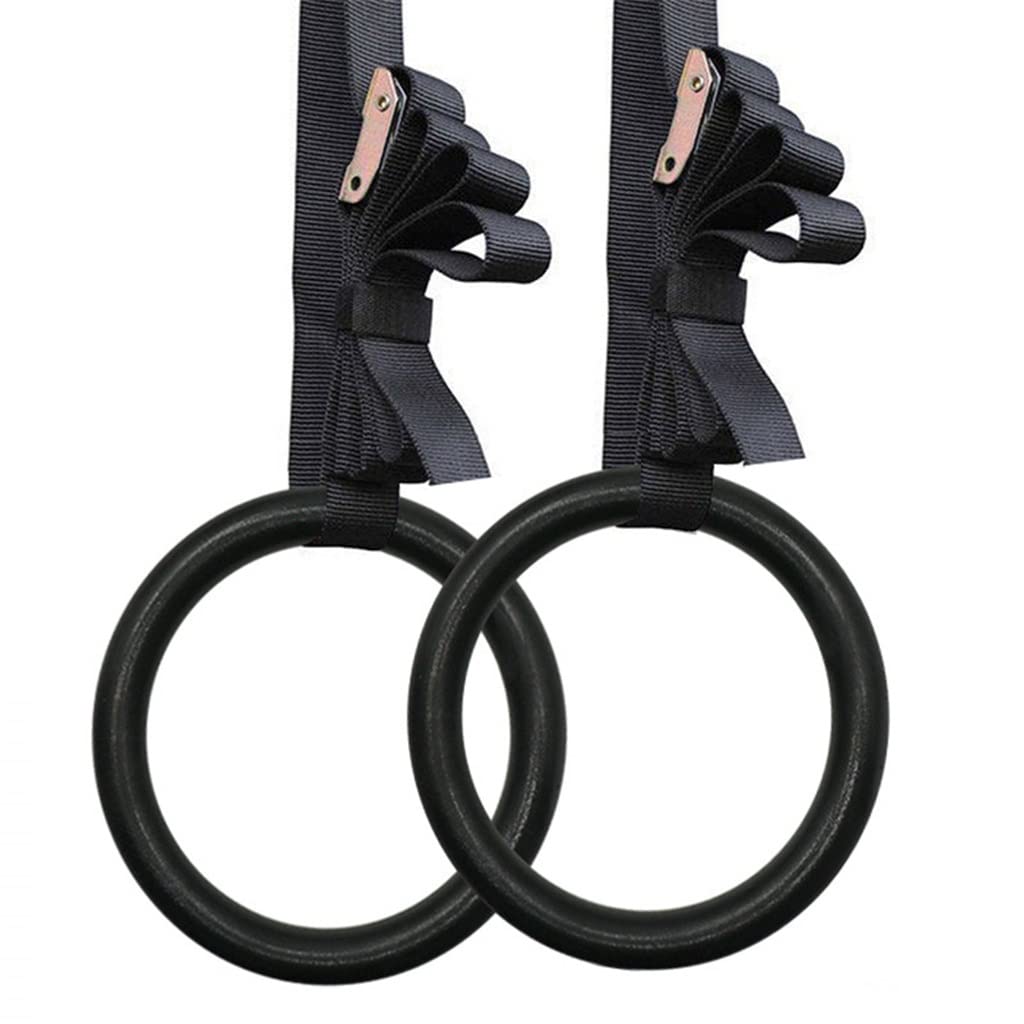 DHTDVD Gymnastics Rings Adjustable Buckle Workout Fitness Bodybuilding Pull-Ups Non-Slip Exercise Rings Gym Strength Training