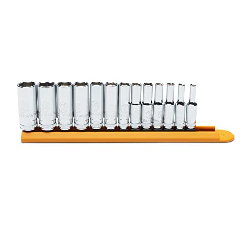 GEARWRENCH 13 Pc. 1/4" Drive 6 Pt. Socket Set, Deep, Metric - 80304