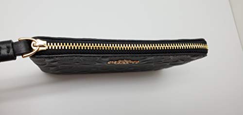 Coach F67555 Signature Leather Corner Zip Wristlet, Im Black, Small