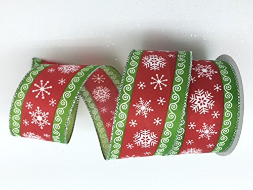 Celebrate IT- Ribbon Bow-tique- Christmas snowflake -Wired Plaid linen ribbon 2.5 in x 25ft