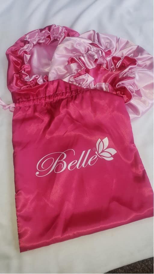 KiraBelle Matching Mommy and Me Satin Bonnet Set w/Travel Bag (Fuchsia) Christmas, Mother's Day, Easter, Birthday