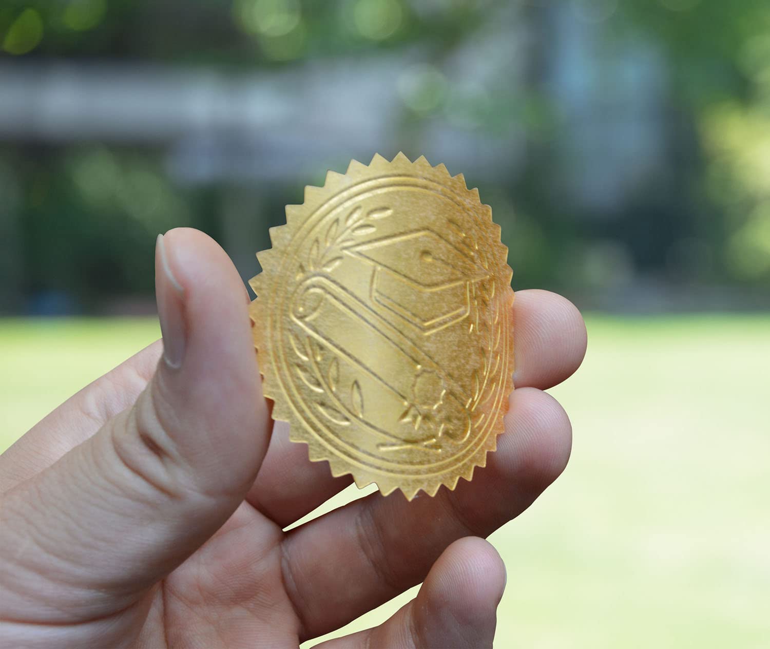 Embossed Graduation Cap Gold Certificate Seals Diplomas Gold foil Seals, 2”,100 Count